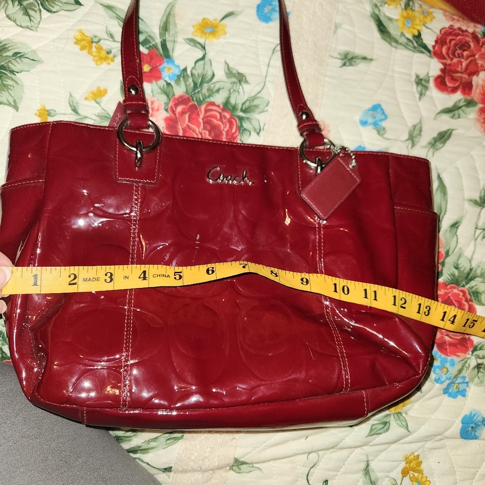 Coach Satchel Bag, Maroon Patent Leather - Gem